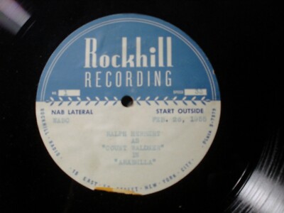 ROCKHILL RECORDINGS ACETATE RECORD OPERA RALPH HERBERT AS COUNT WALDNER ...