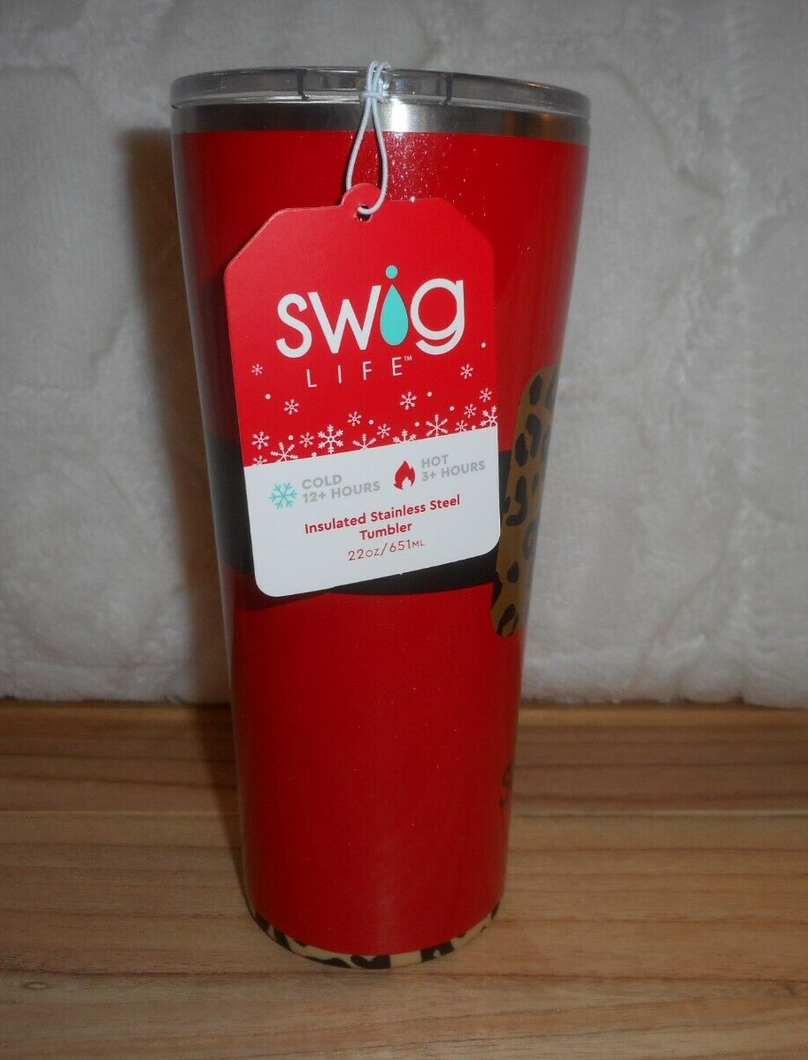 SWIG LIFE MAMA CLAUS LEOPARD SANTA 22 OZ STAINLESS STEEL TRAVEL MUG ...