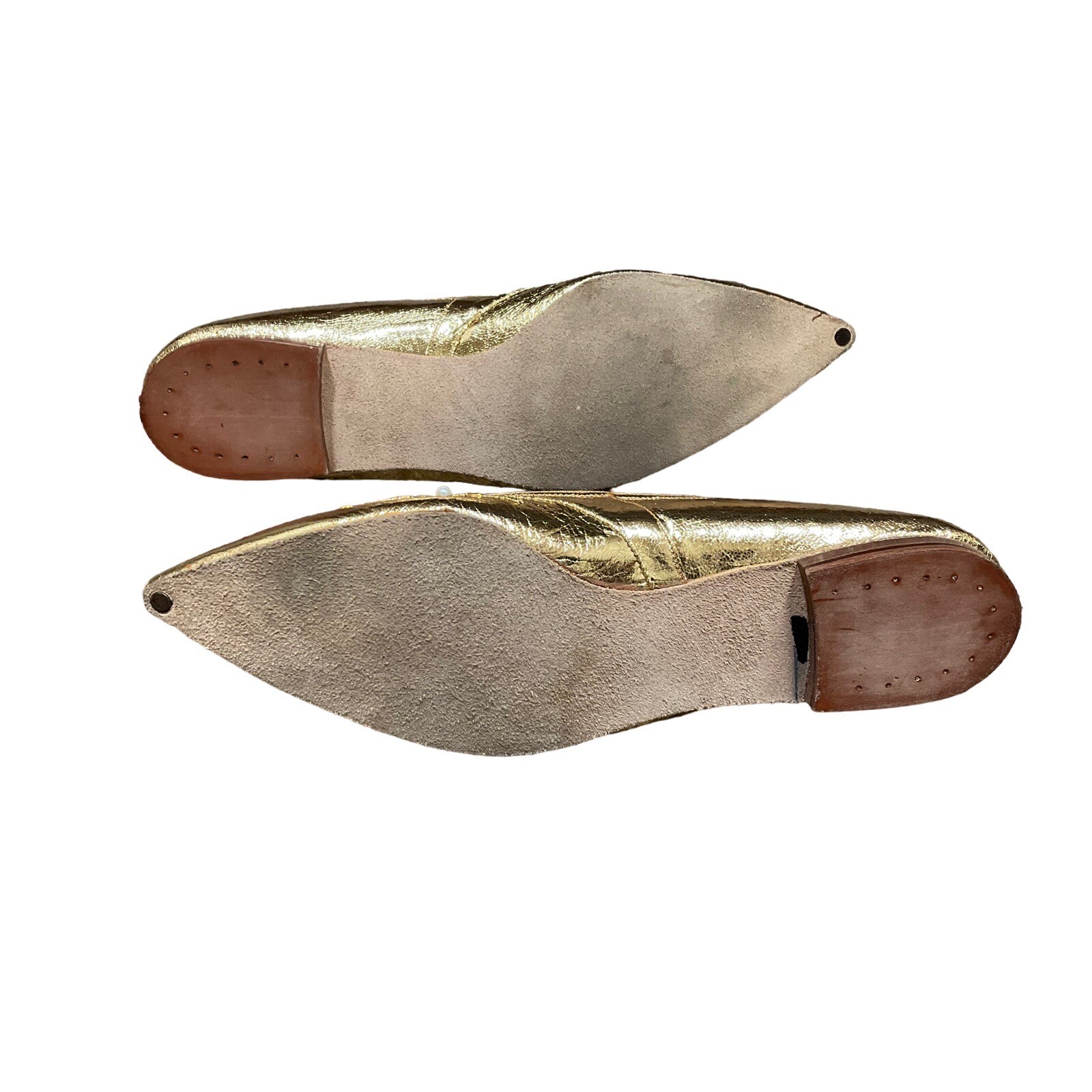 Vintage College Debs Flat Shoes Gold Jeweled Christmas Pointed Toe Slip ...