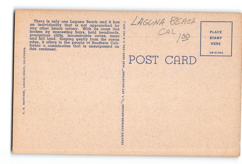 Laguna Beach California CA Postcard 1930-1950 View From Hotel Laguna ...