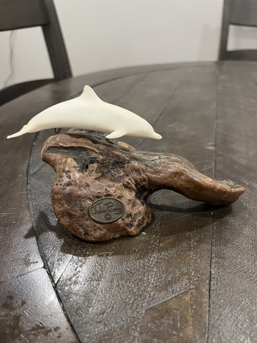 John Perry Single Dolphin Sculpture Figurine Burlwood Sea Ocean Decor ...