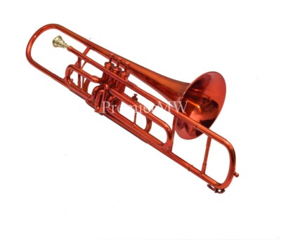 Trombone New RED LACQURED Bb FLAT Trumbone Free Hard case+Mouthpiece | eBay