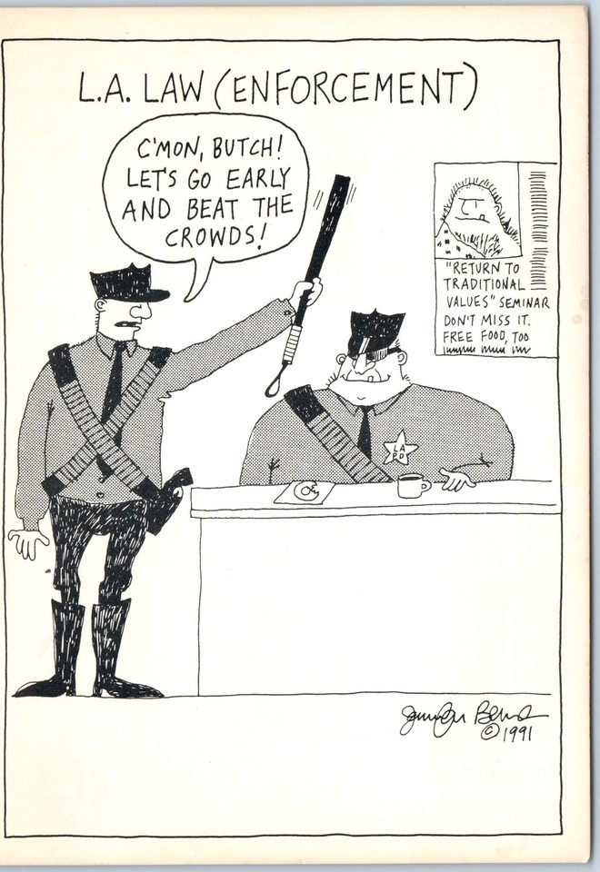 c1991 Postcard Humorous Police Cartoon L.A. Law Enforcement Jennifer ...