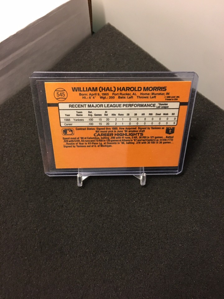 Hal Morris Rookie 1989 Donruss card 545 New York Yankees RC | eBay