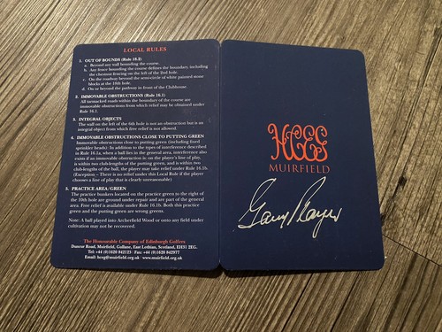 Gary Player Signed Muirfield Golf Scorecard 1959 The Open Championship ...