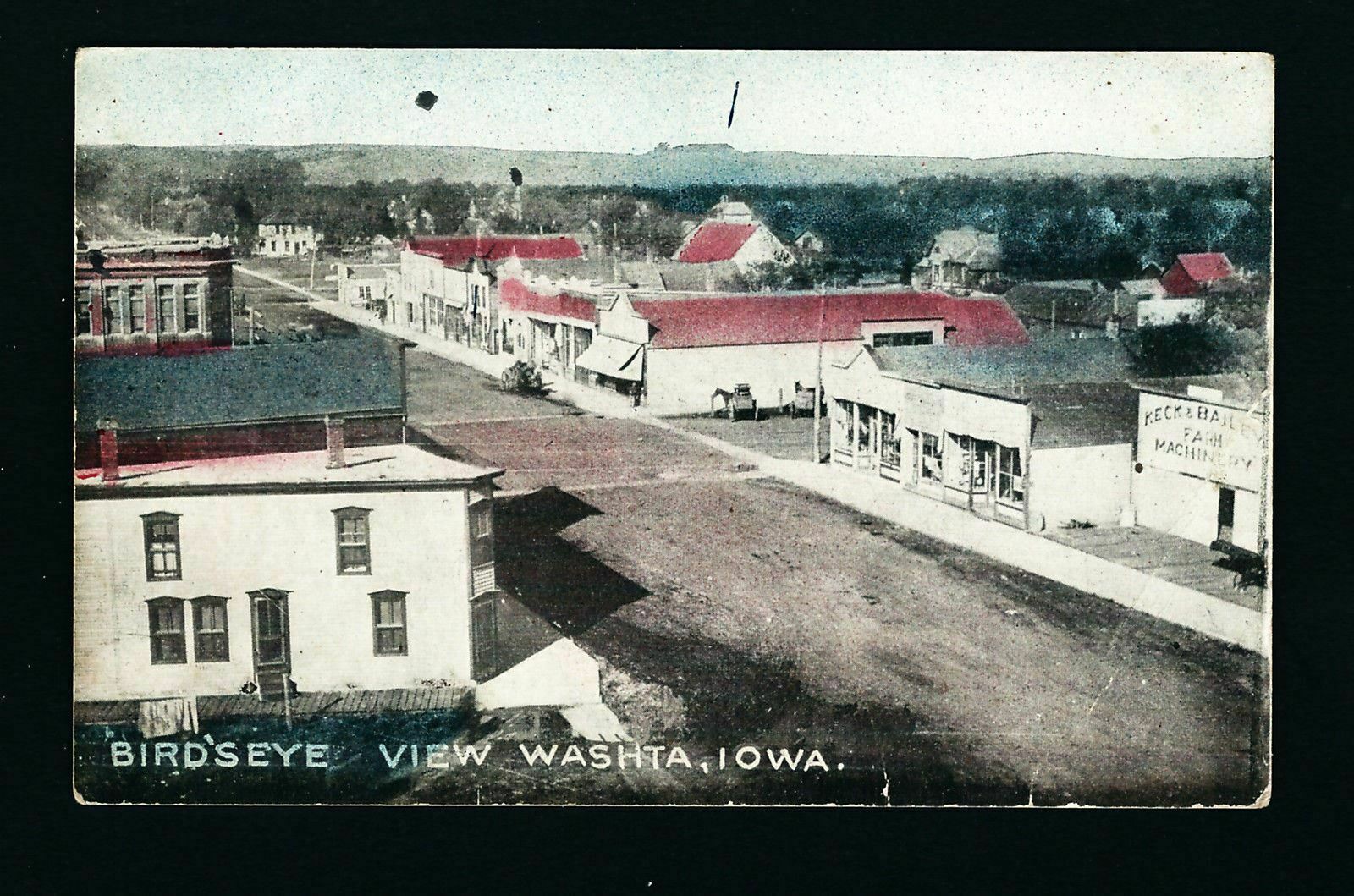 Washta Iowa IA 1911 MAIN STREET Birdseye View, Hand Tinted Style ...