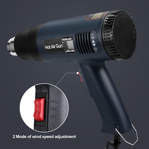 2000W Heat Gun Hot Air Heater Gun Digital LCD Display Dual Temperature ...