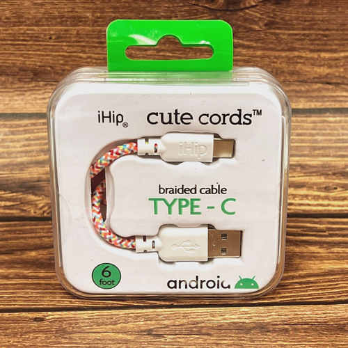 iHip Cute Cords Braided Cable Type - C Android Charging Cord PINK 6 ft ...