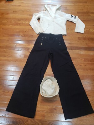 Vintage WW2 US Navy Wool military pant shirt Crackerjack sailor deck ...
