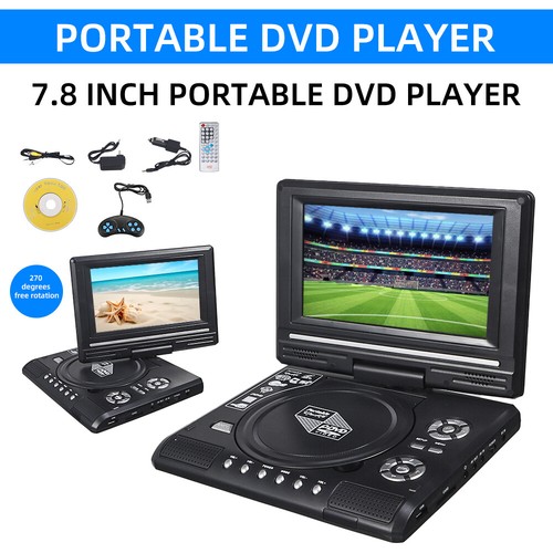 7.8" Portable DVD Player with HD Swivel Screen Support CD/DVD+Gamepad ...