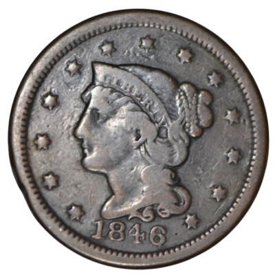 1846 Braided Hair Large Cent - Small Date ~ VG Details | eBay