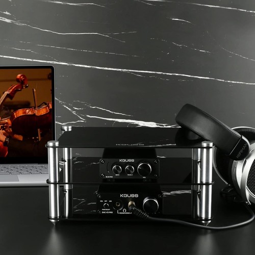 KGUSS Mini Audio Component Rack Black Acrylic 2-Layer Aluminium Holders ...