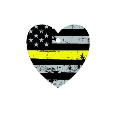 Thin Yellow line Dispatcher Heart Shaped Christmas Tree Ornament ...