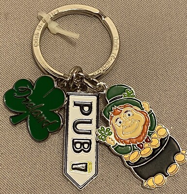 Irish Lucky Charm Keychain Shamrock Leprechaun Pub Ireland St Pattys ...