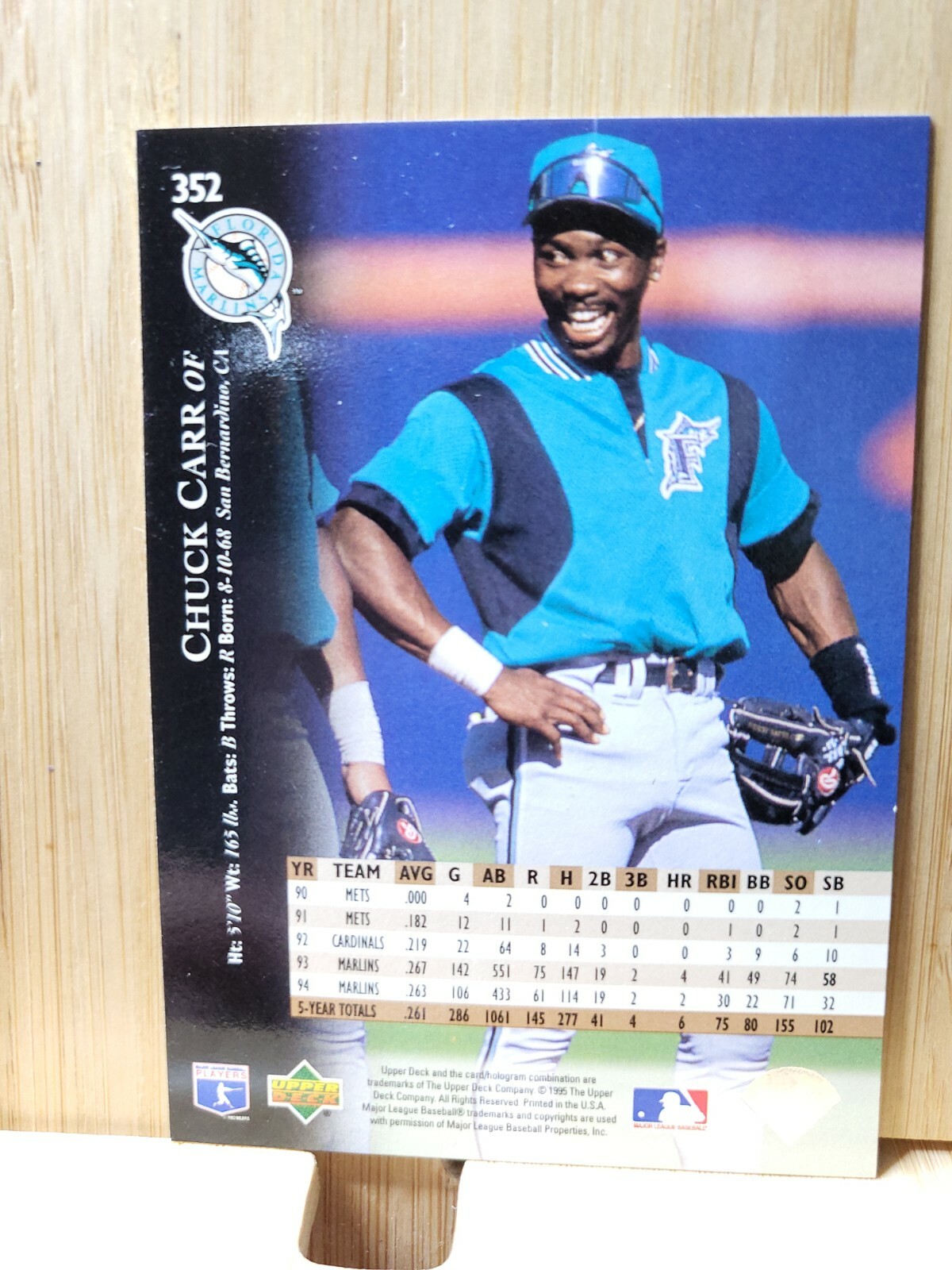 CHUCK CARR🏆Upper Deck 1995 MARLINS #352 MLB Baseball Card 🏆 FREE POST ...
