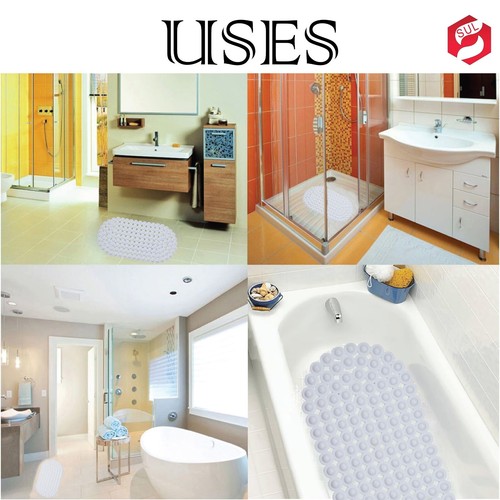 Anti Non Slip Bath Shower Mat Large Strong Suction Slip Resistant ...