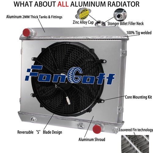 4 Core Radiator w/ Shroud Fan For 1963-1966 Chevy C10 C20 C30 K10 K20 ...