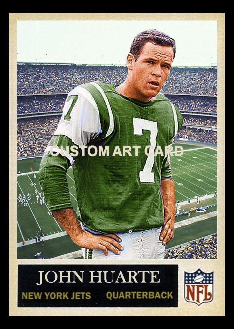 John Huarte New York Jets 1965 Style Custom Football Art Card | eBay