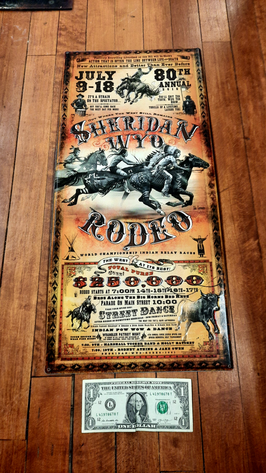WYOMING Sheridan Rodeo TIN Poster Bob Coronato Metal Sign Embossed ...