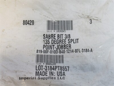 Imperial 80420 , 3/8" HSS Sabre Jobber Length Drill Bit (PK 3) | eBay