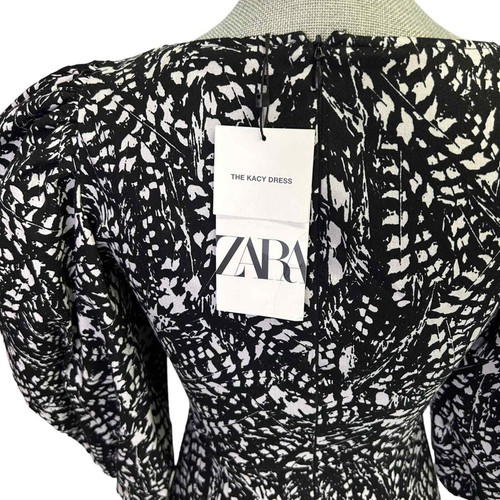 Zara the Kacy Black White Puff Sleeve Mini Dress Size XS NEW NWT | eBay