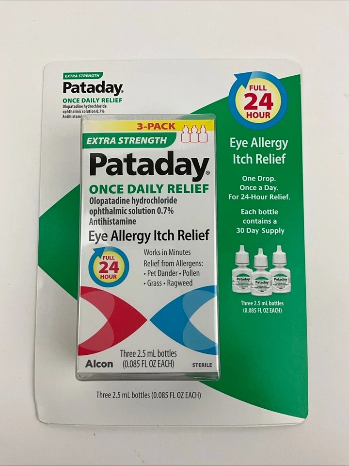 3 Pack Pataday Extra Strength Eye Allergy Itch Relief Drops 2.5mL each ...