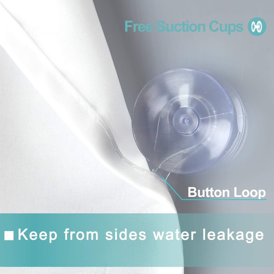Waterproof Fabric Shower Curtain Liner, Suction Cups Included, Machine ...
