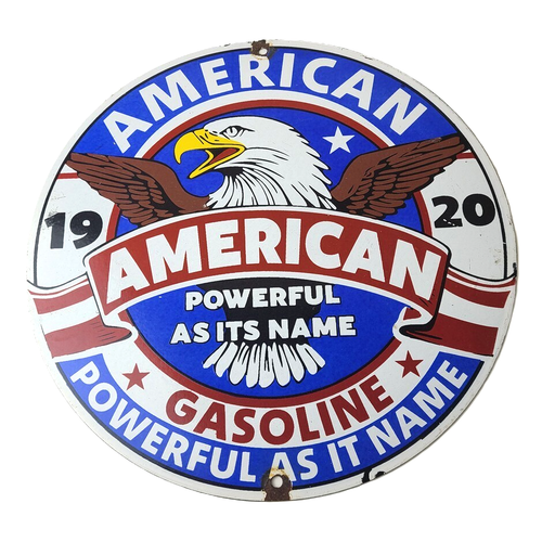 Vintage American Gasoline Porcelain Sign - Blad Eagle Powerful Gas Pump ...