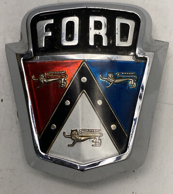 Vintage Original 1950s Ford Emblem Automobile Hood Chrome Ornament OEM ...