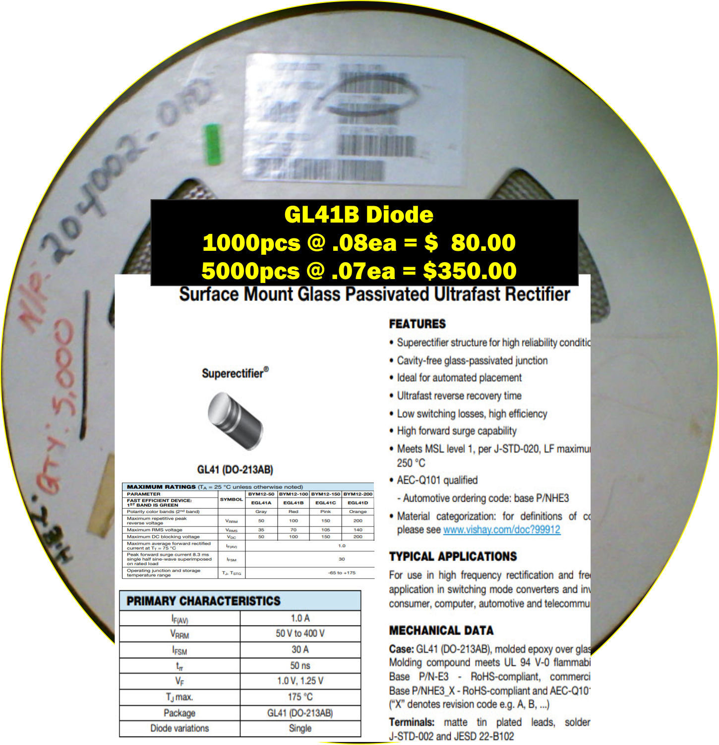 gl41B DO-213AB 1000pcs @ $.25 = $250.00 Diode | eBay