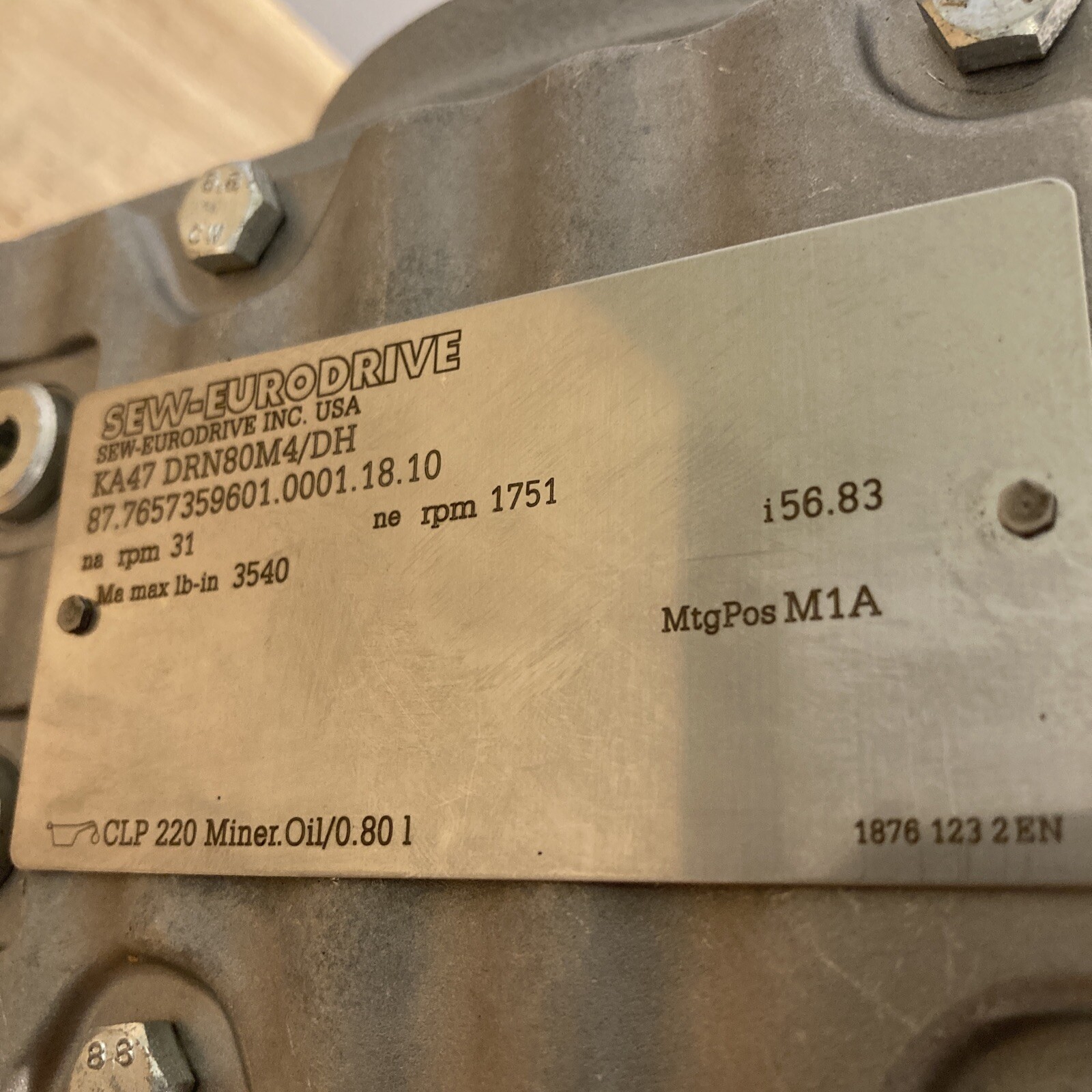 SEW Eurodrive electric motor with gearbox KA47 DRN80M4/DH - La Paz ...