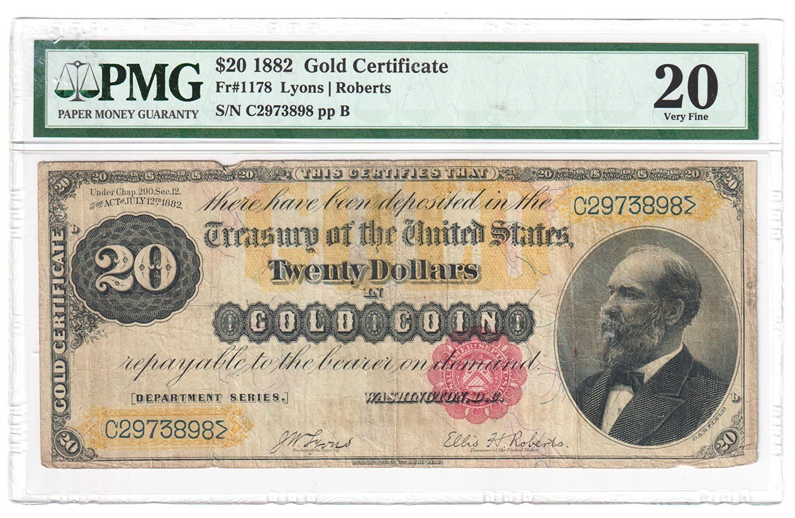 1882 $20 Gold Certificate. Fr#1178. PMG VF20/ink stamp. Y00011572 | eBay