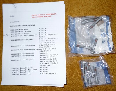 1997-2020 Bui/Cad/Chev/GMC/Humm/Pont Eng Cylinder Head Bolts 10 NEW ...