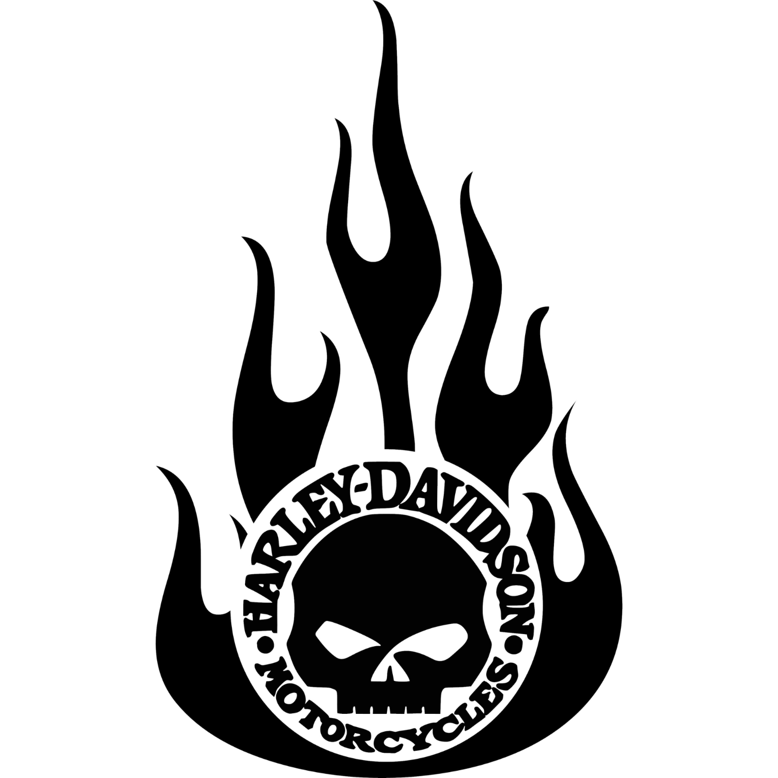 Fits 12" Tall Harley Flames Willie G Motorcycle Vinyl Decal ANY Color FREE SHIP! | eBay