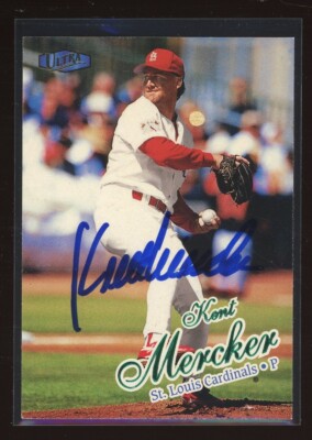 1998 Fleer Ultra KENT MERCKER Signed Card autograph auto CARDINALS ...