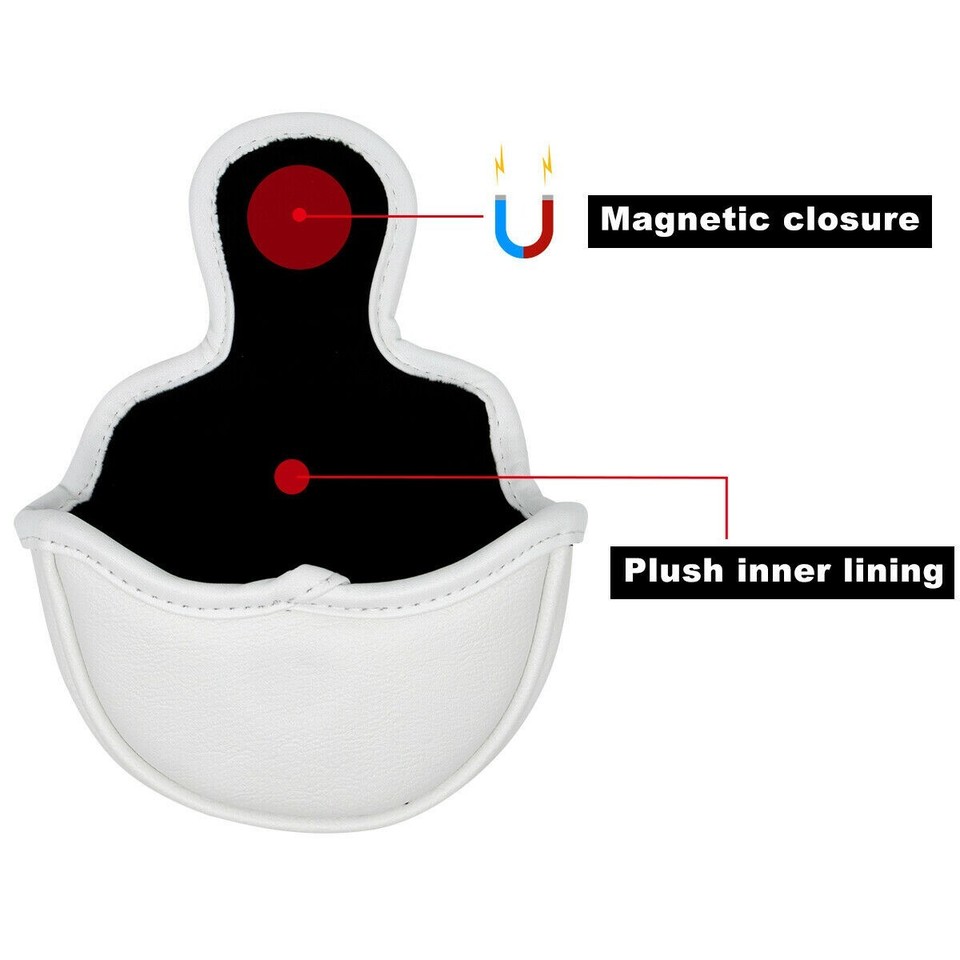 White Golf Small Mallet Headcover Magnet Ace Poker Half Mallet Putter ...