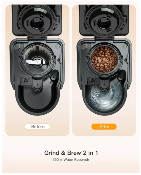 Single-Serve Coffee Maker + Coffee Grinder Fast Brew Coffee Travel Mug ...