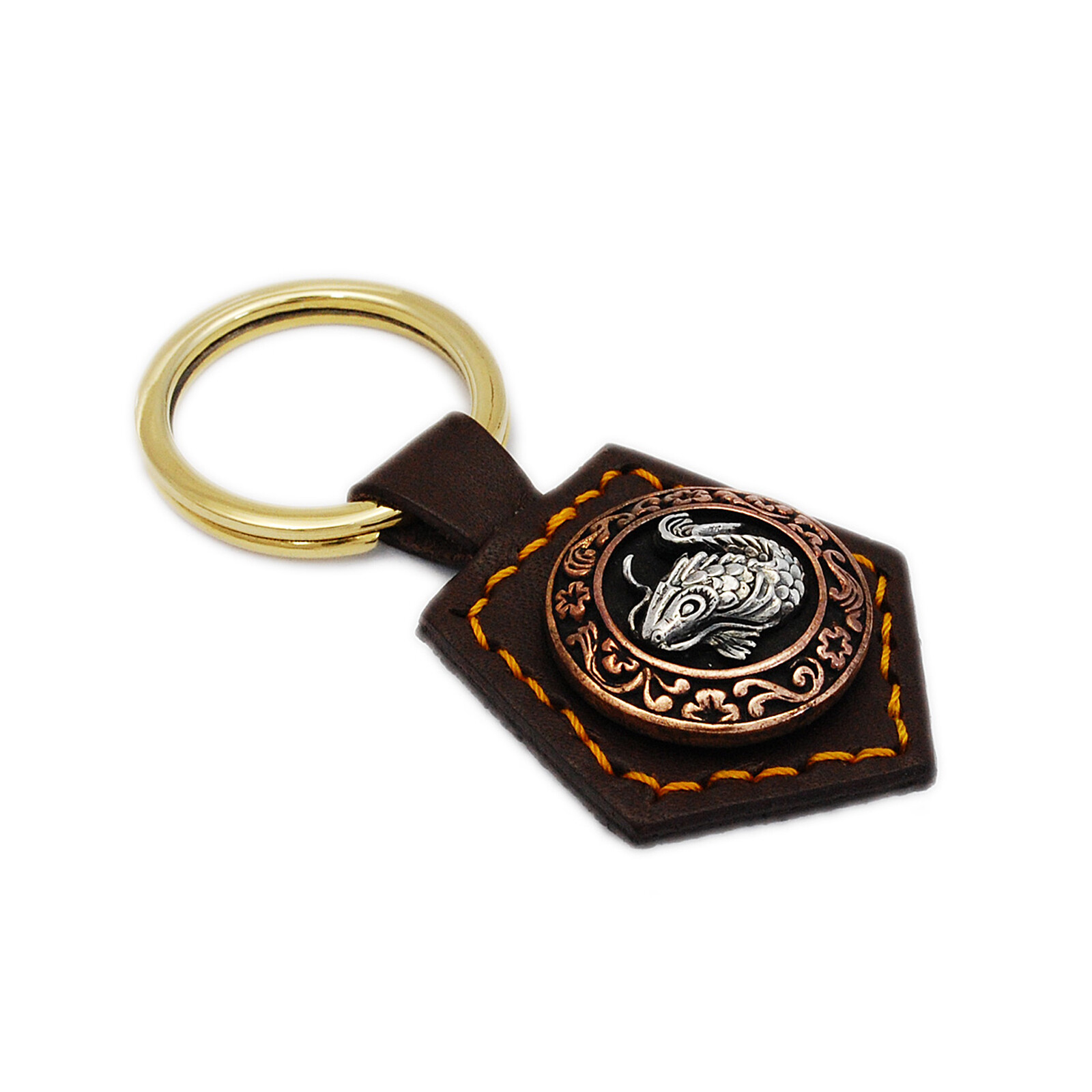 JAPANESE CARP/KOI FISH/925 STERLING SILVER/BRASS & COPPER BIKER KEY ...