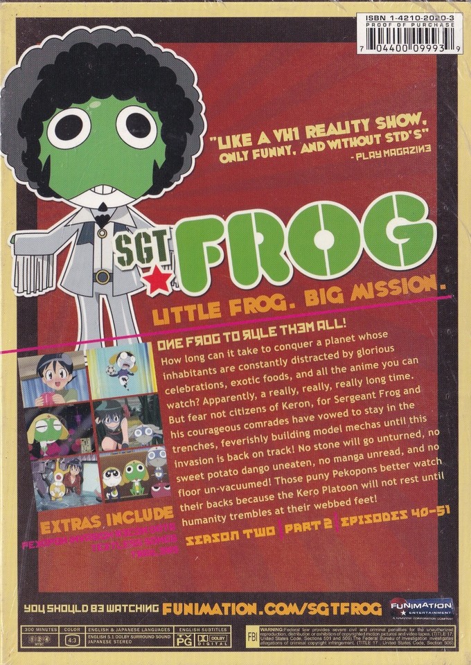 Sgt. Frog Season Two Part 2: Episodes 40-51 (DVD, 2010, 2-Disc Set ...