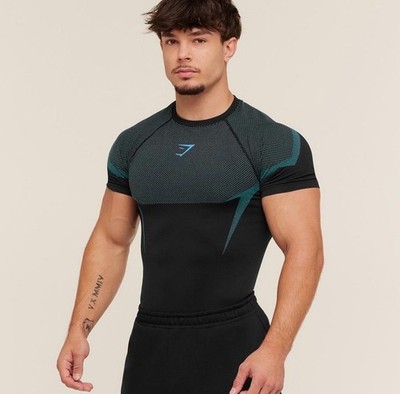 Gymshark Onyx 5.0 v5 Seamless T-Shirt Black/Blue - SIZE SMALL | eBay