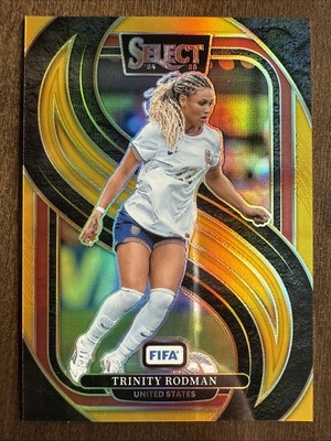 2024/25 Panini Select FIFA Trinity Rodman Gold Prizm 10/10 #195 USWNT ...