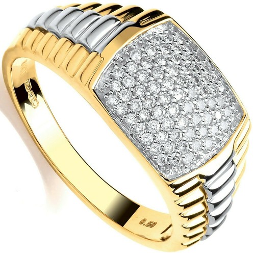 Gents Diamond Signet Watch Strap Ring 9ct Yellow Gold 0.50 Carat Weight ...