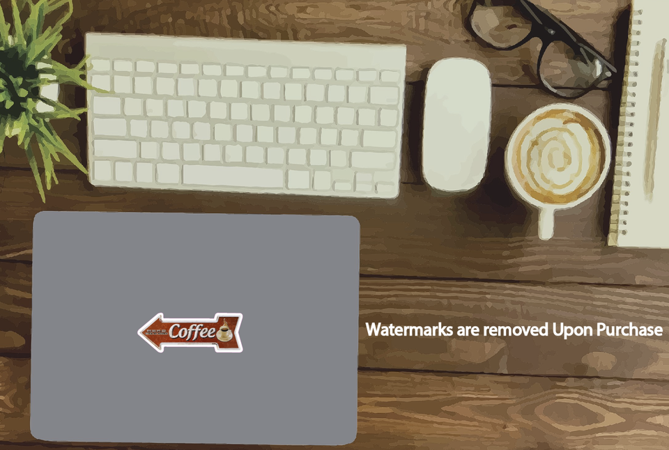 Coffee Arrow Sticker Cafe Retro Waterproof | eBay