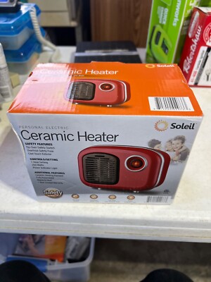 Soleil Personal Ceramic Mini Heater 250W Indoor Red Desktop Model MH ...