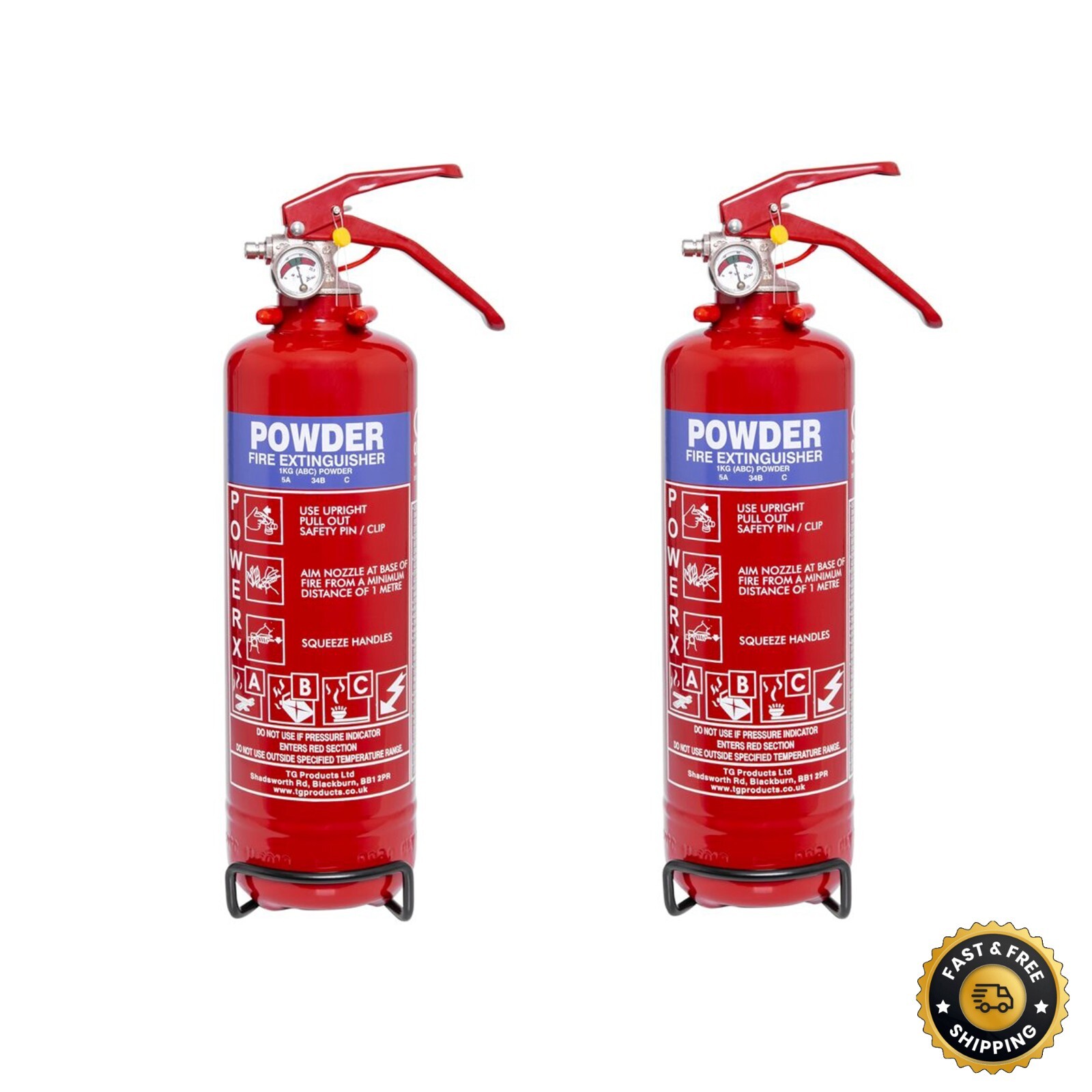 PowerX 1kg ABC Dry Powder Fire Extinguisher Twin Pack, Car Taxi Caravan ...