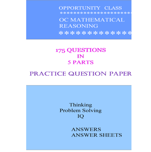 Year 4 Opportunity Class(OC) Practice Test Question paper-Mathematical ...