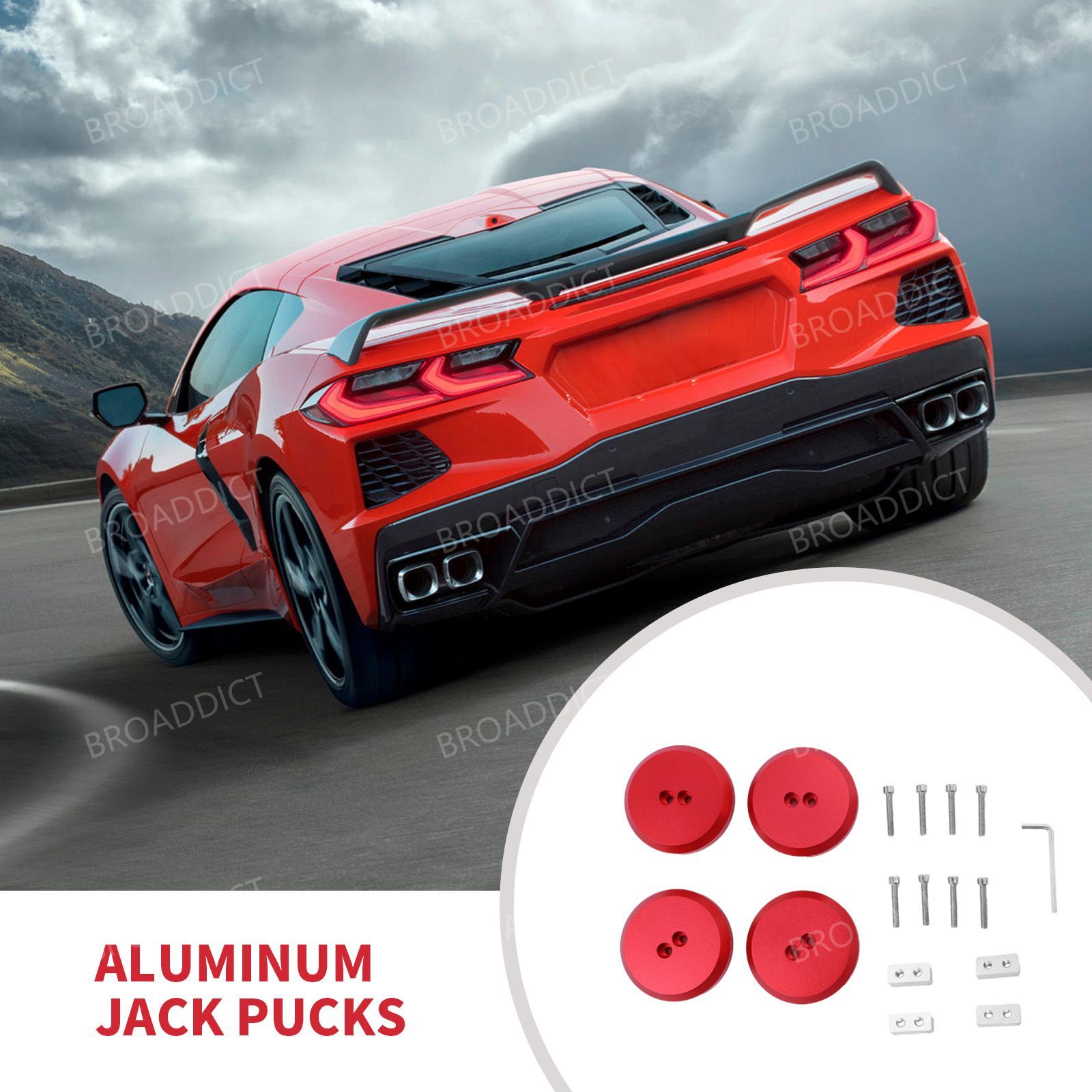 Red Aluminum Jacking Lift Pad Jack Puck For Corvette C5 C6 C7 C8 1997 ...