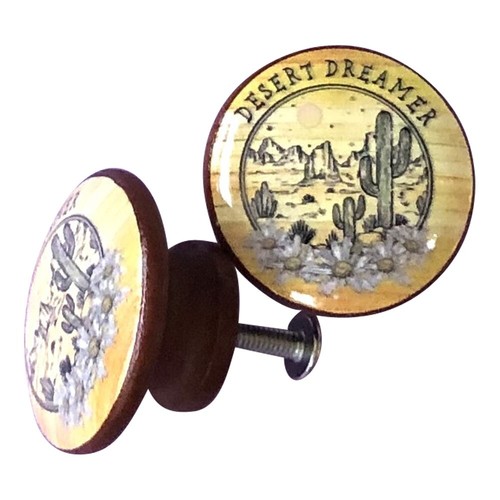 Set of 6 Desert Dreamer Wood Cabinet Knobs, Drawer Pulls, Southwestern ...