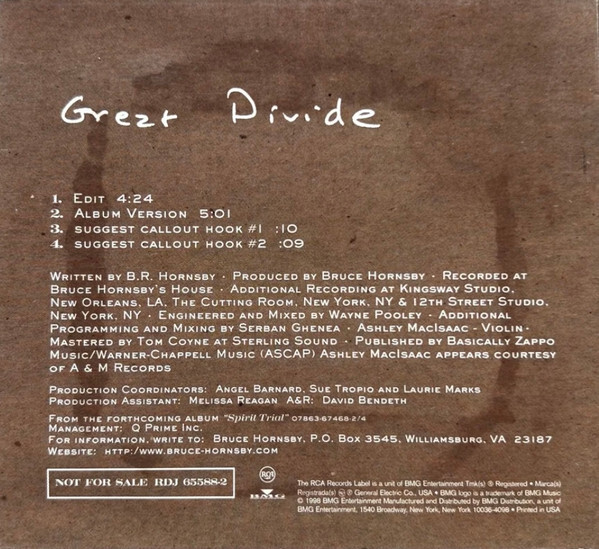 Bruce Hornsby - Great Divide (CD, Single, Promo) (Very Good Plus (VG+ ...