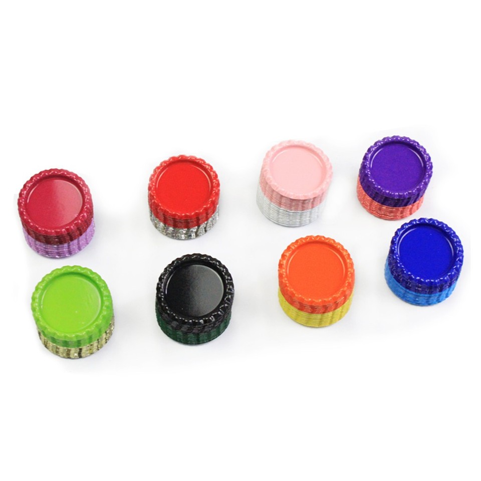 200PCS 1" Flattened Bottle Caps Flat Linerless Double Sided Painted DIY ...